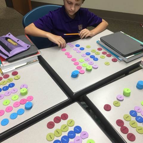 5th Grade Builds Numbers Using Place Value Chips